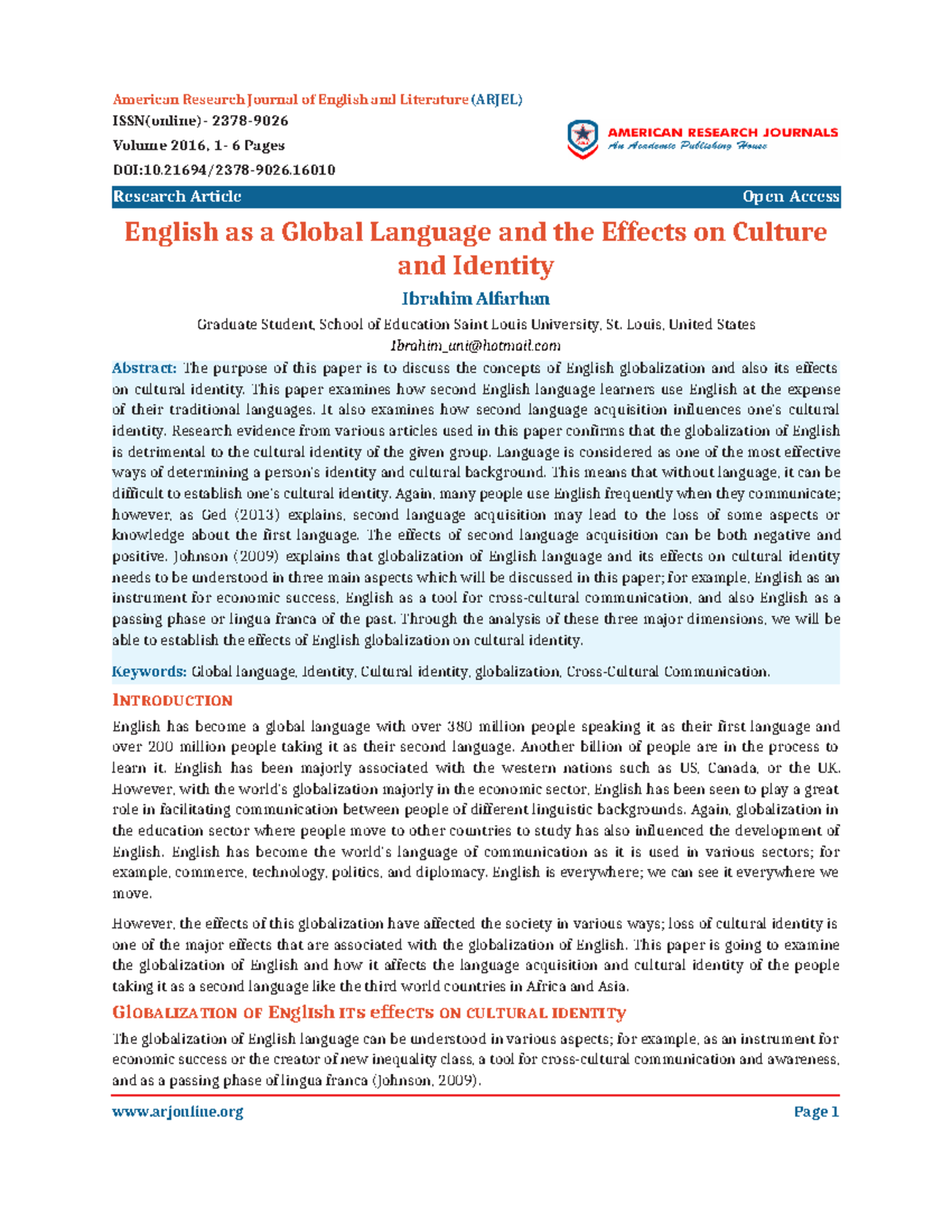 English as a Global Language and the Eff - Research Article Open Access ...