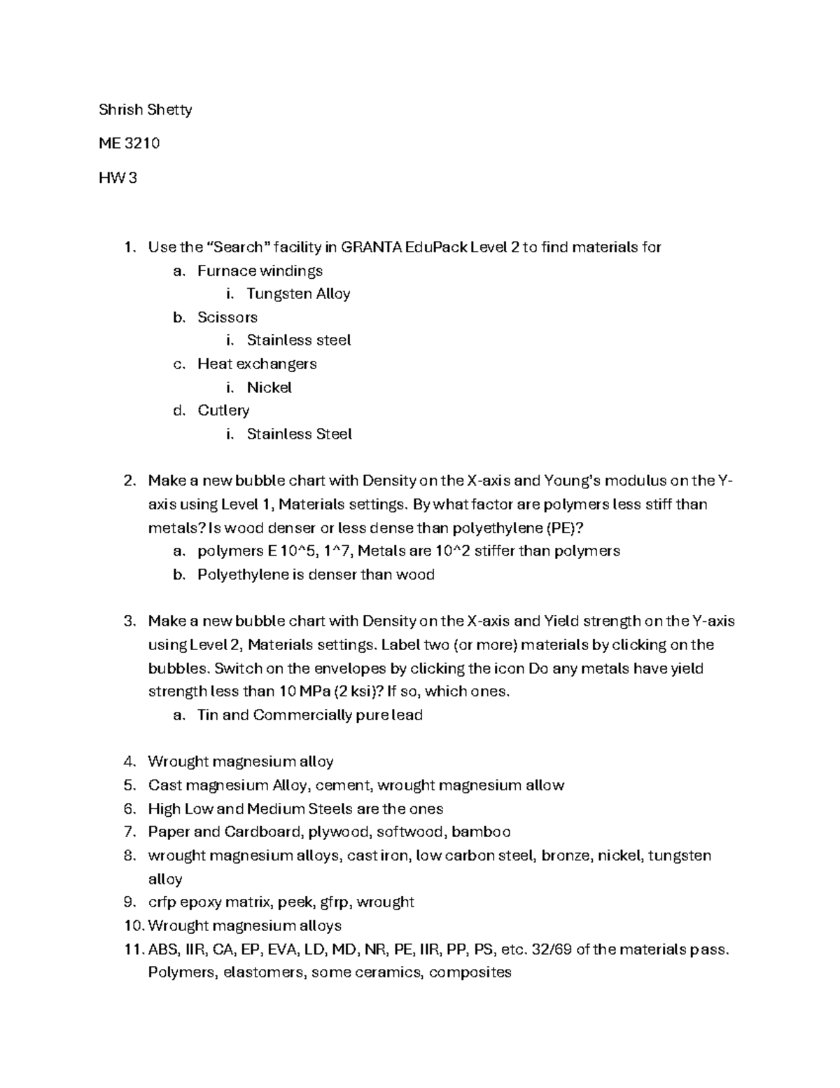 3210 HW 3 - Material Selection and Bubble Chart Analysis - Studocu