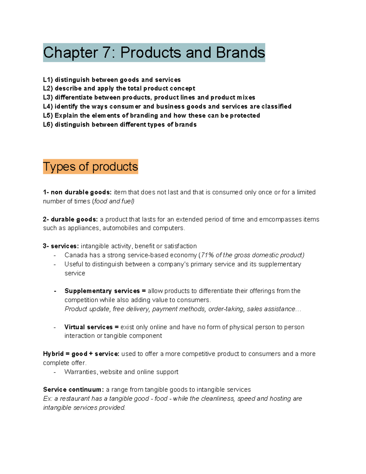 Chapter 7: Products and Brands - Chapter 7: Products and Brands L1 ...