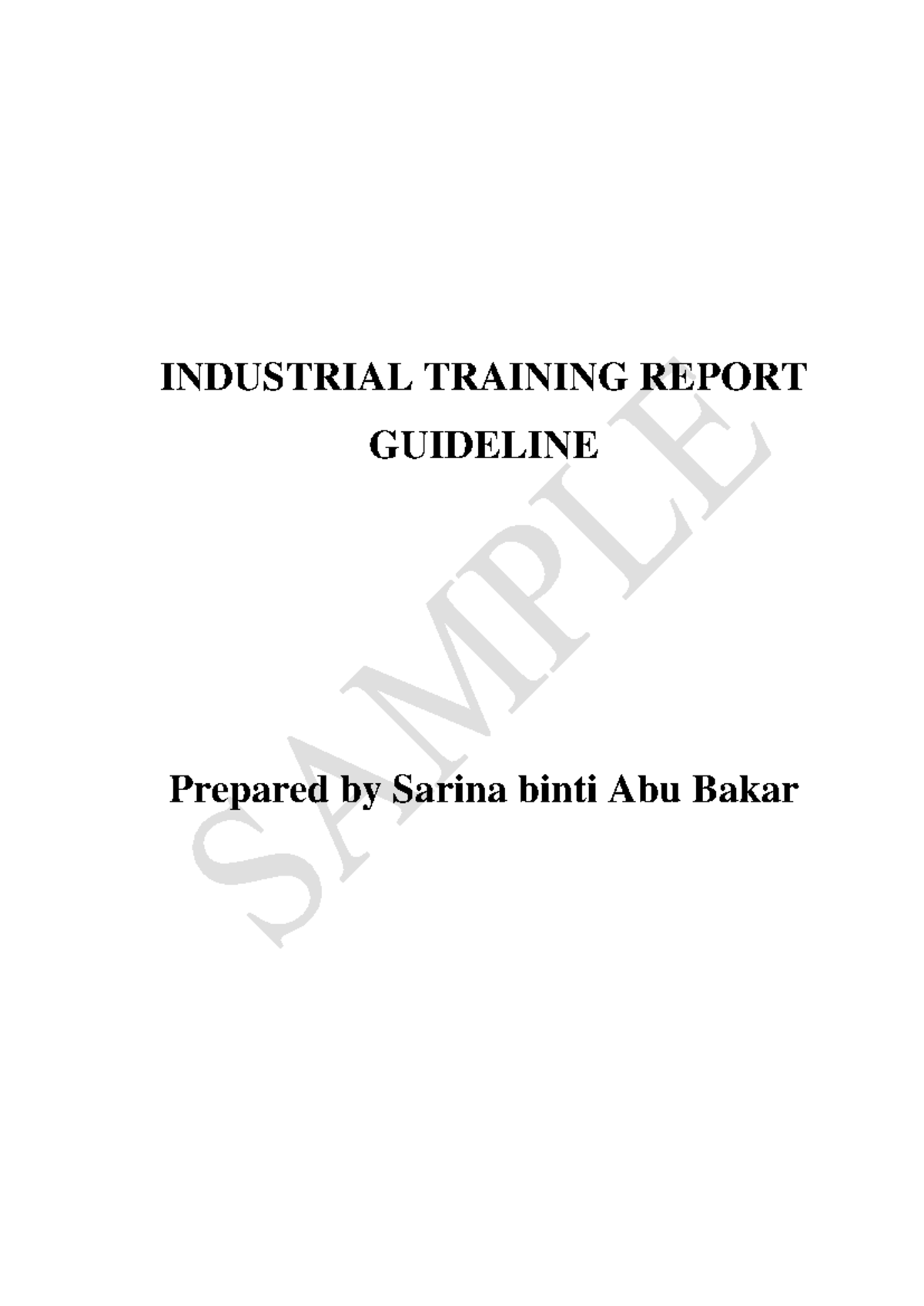 Logbook Report Sample - INDUSTRIAL TRAINING REPORT GUIDELINE Prepared ...
