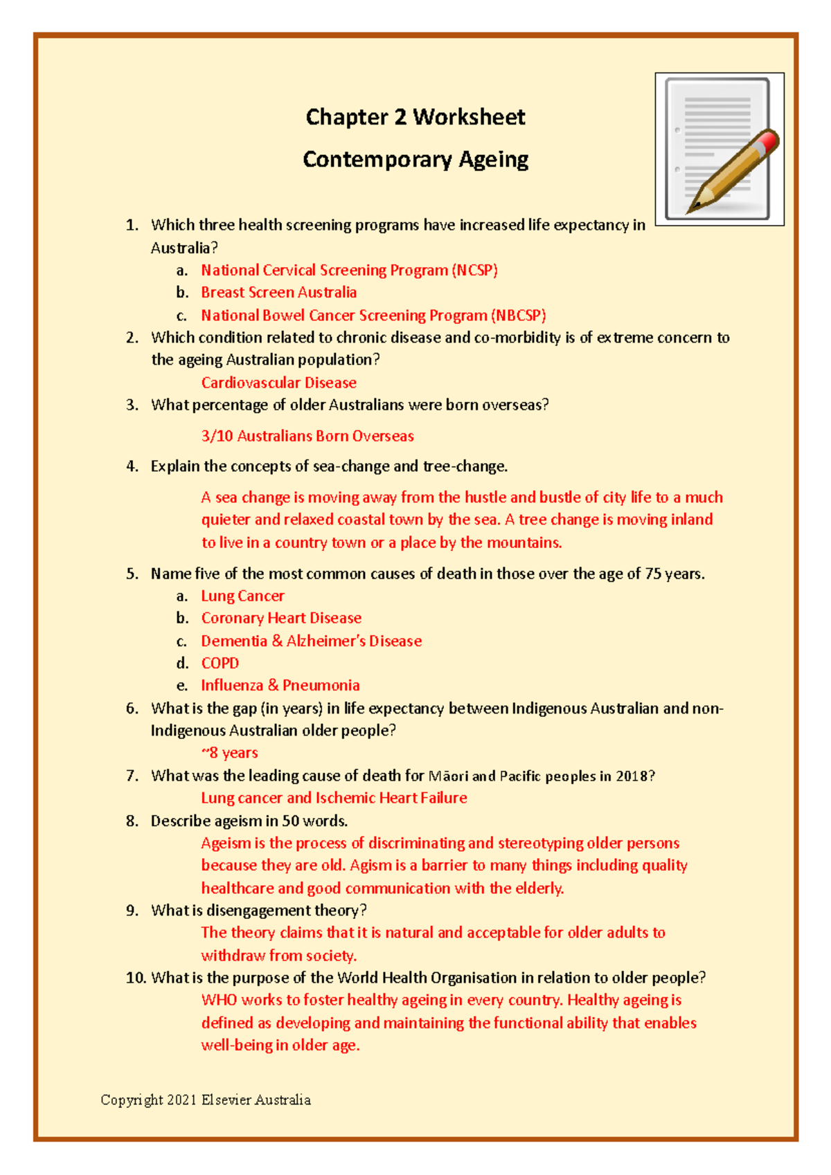 Chapter 002 Worksheet: Key Insights on Contemporary Ageing - Studocu