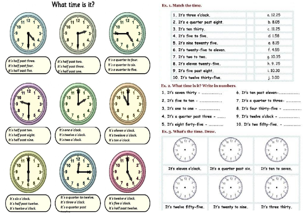 1 SEC. WHAT TIME - Practice Exercises for Time Matching - Studocu