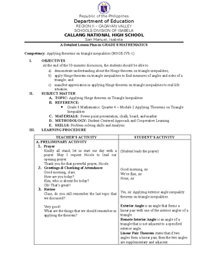 Detailed Lesson Plan on Quartiles for M10SP-IVa-1 Students - Studocu