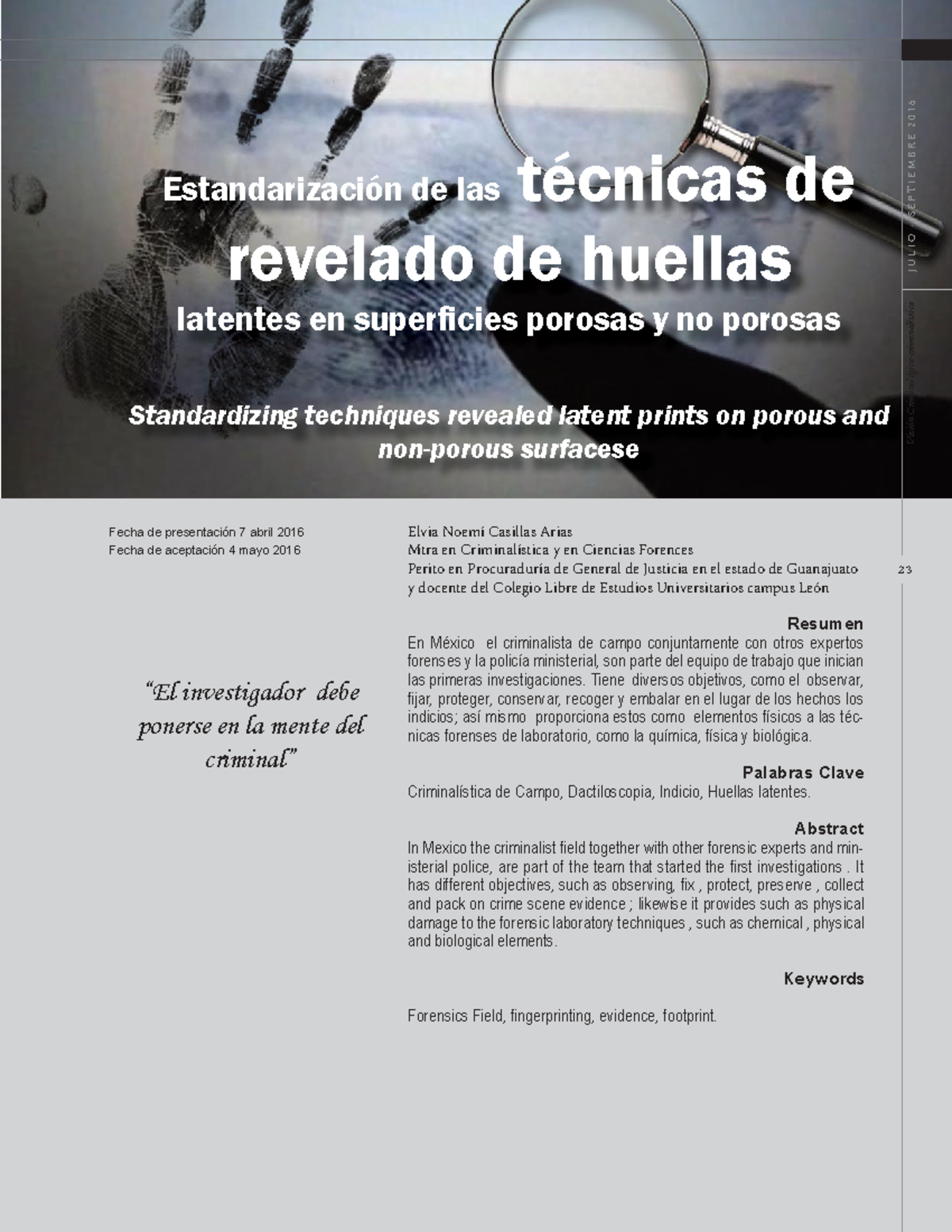 Estandarización de las técnicas de revelado de huellas latentes - 2 3 ...