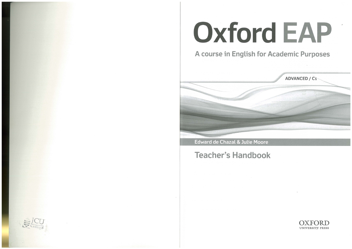 Oxford EAP Advanced C 1 Teachers Book, DVD and Audio CD Pack (Edward de ...