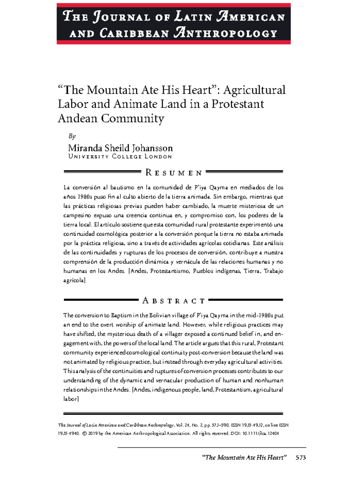 Sheild 2019 - Practice Material on Andean Agricultural Labor Dynamics ...