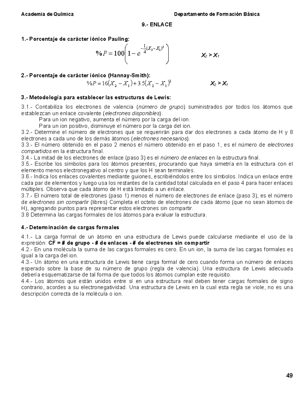 Problemario de Química General ENLACE 2026-2: Estructuras de Lewis y ...