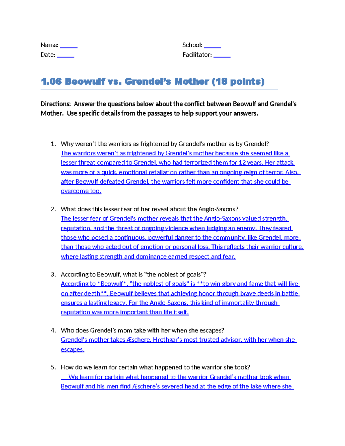 ENG 101: Beowulf vs. Mother - Conflict Analysis and Insights - Studocu