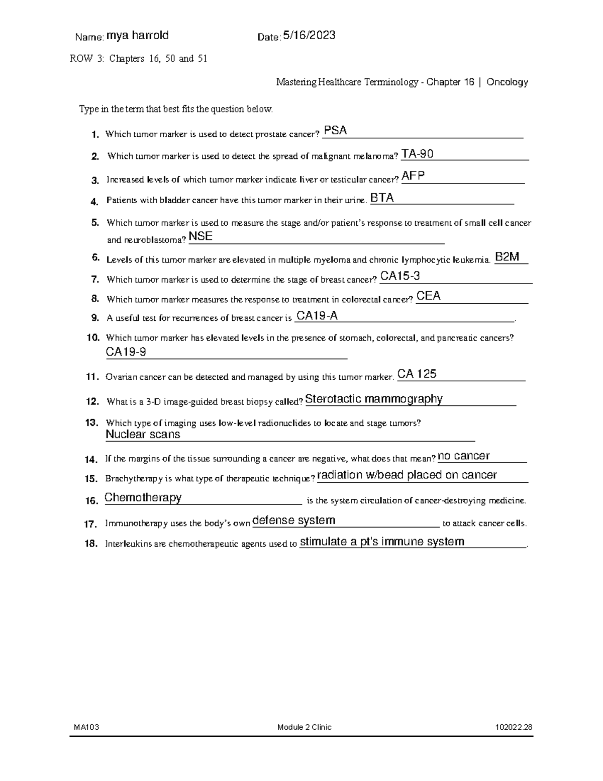 MA103 ROW 3 Chapter 16, 50, 51 completed - ROW 3: Chapters 16, 50 and ...