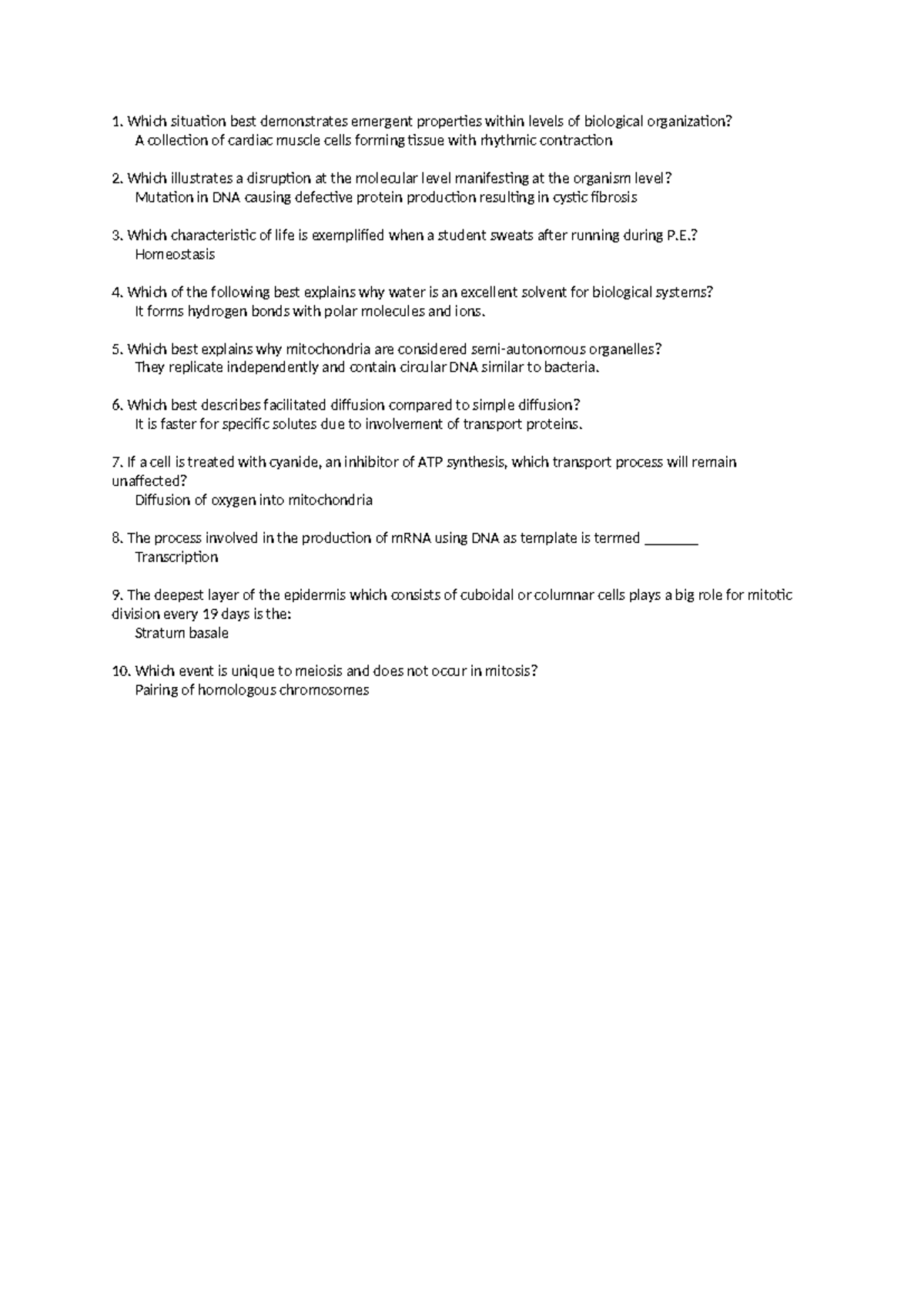 Anatomy Quiz: Exploring Biological Organization & Cellular Processes ...