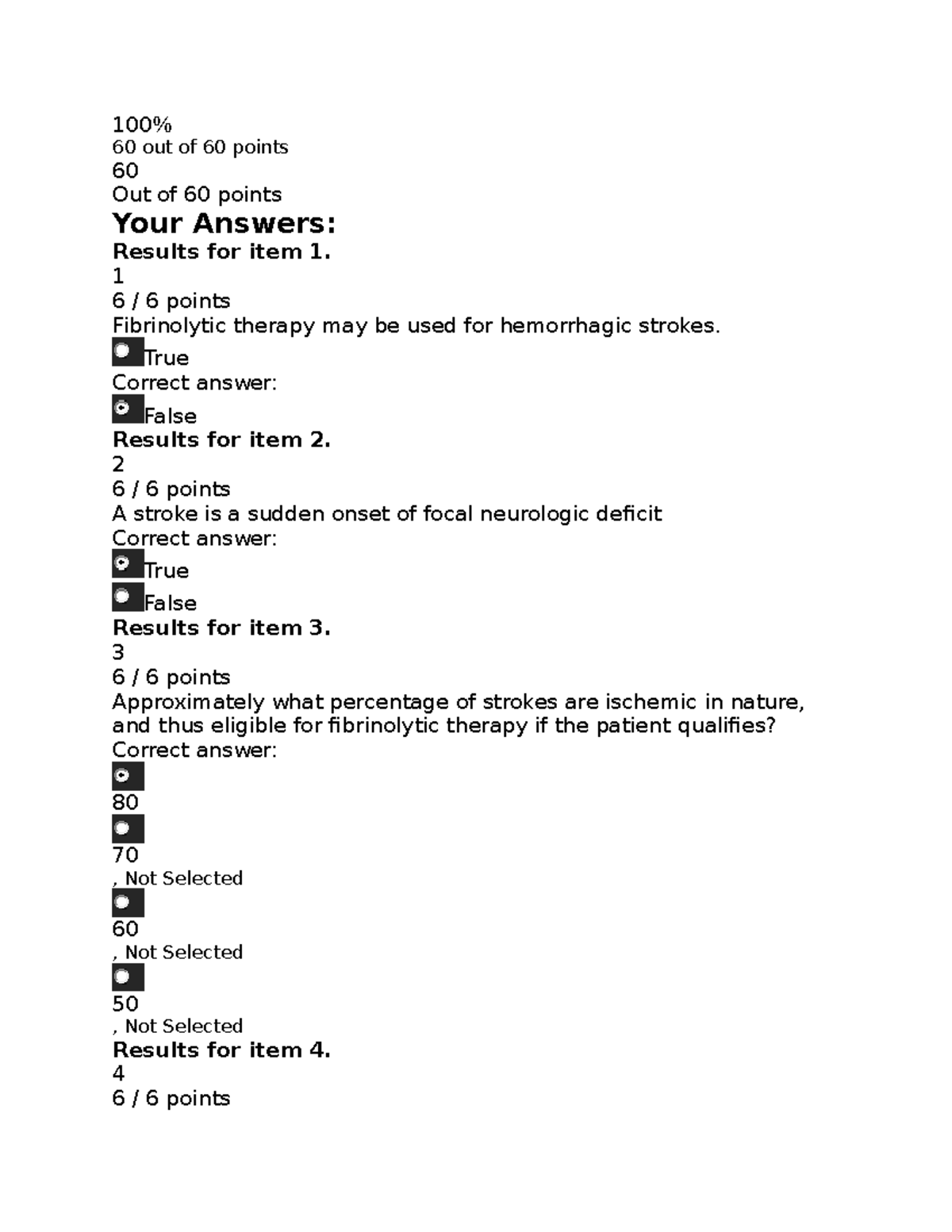 NU621 Neurology Week Six Study Guide - 100% 60 out of 60 points 60 Out ...