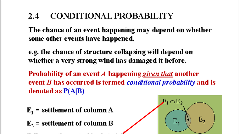 3. Probability - 2 CONDITIONAL PROBABILITY The chance of an event ...