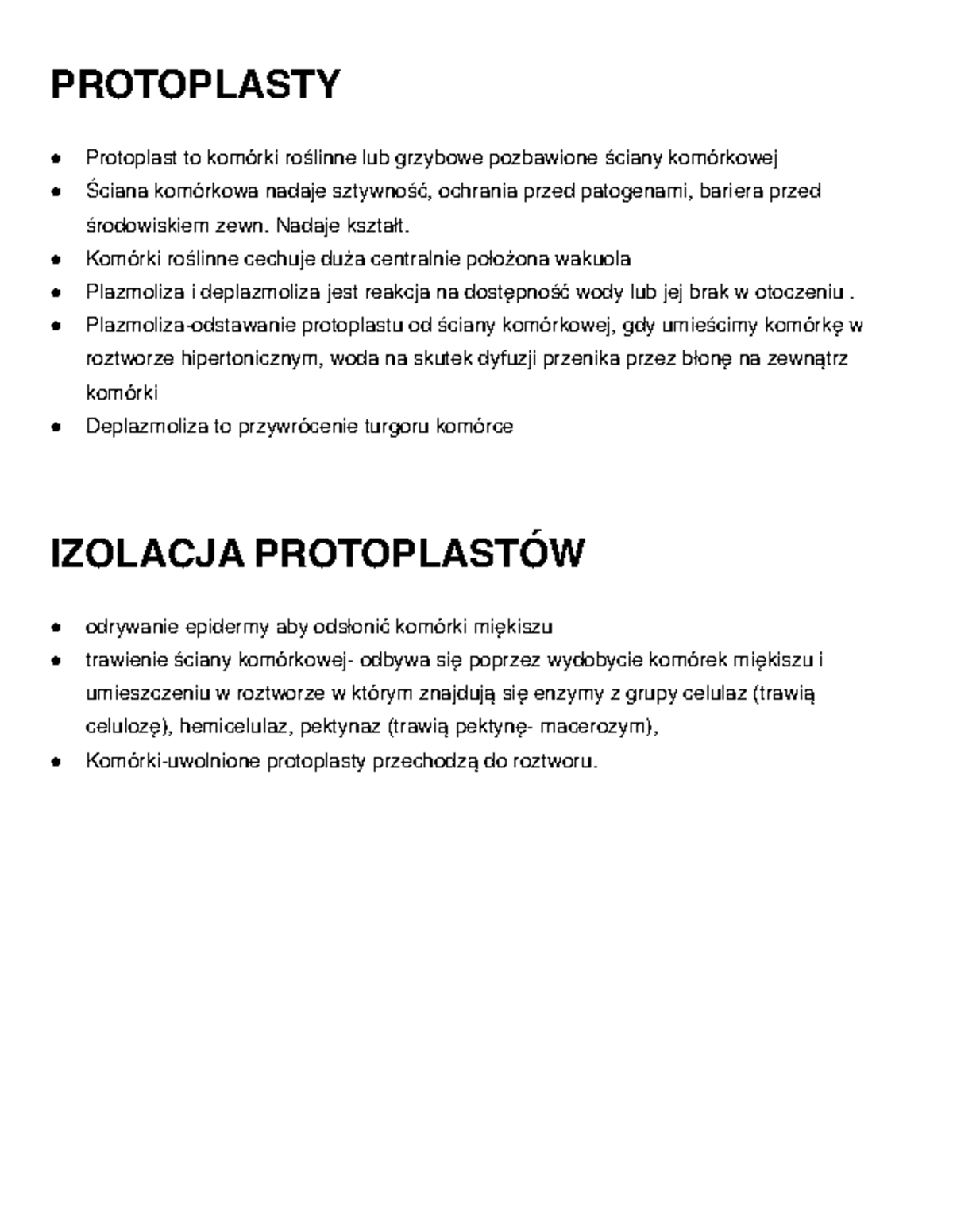 Protoplasty: Izolacja i Transformacja Komórek Roślinnych - Ćwiczenia ...