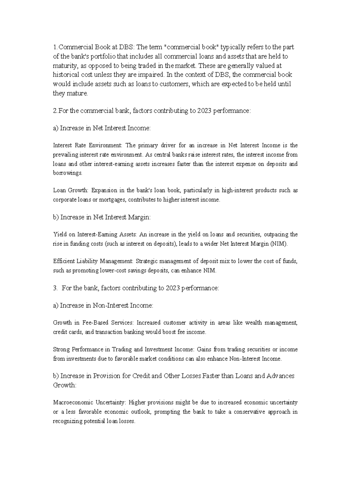 FIN3713 Assignment 2 - Analysis of DBS Commercial Banking Performance ...