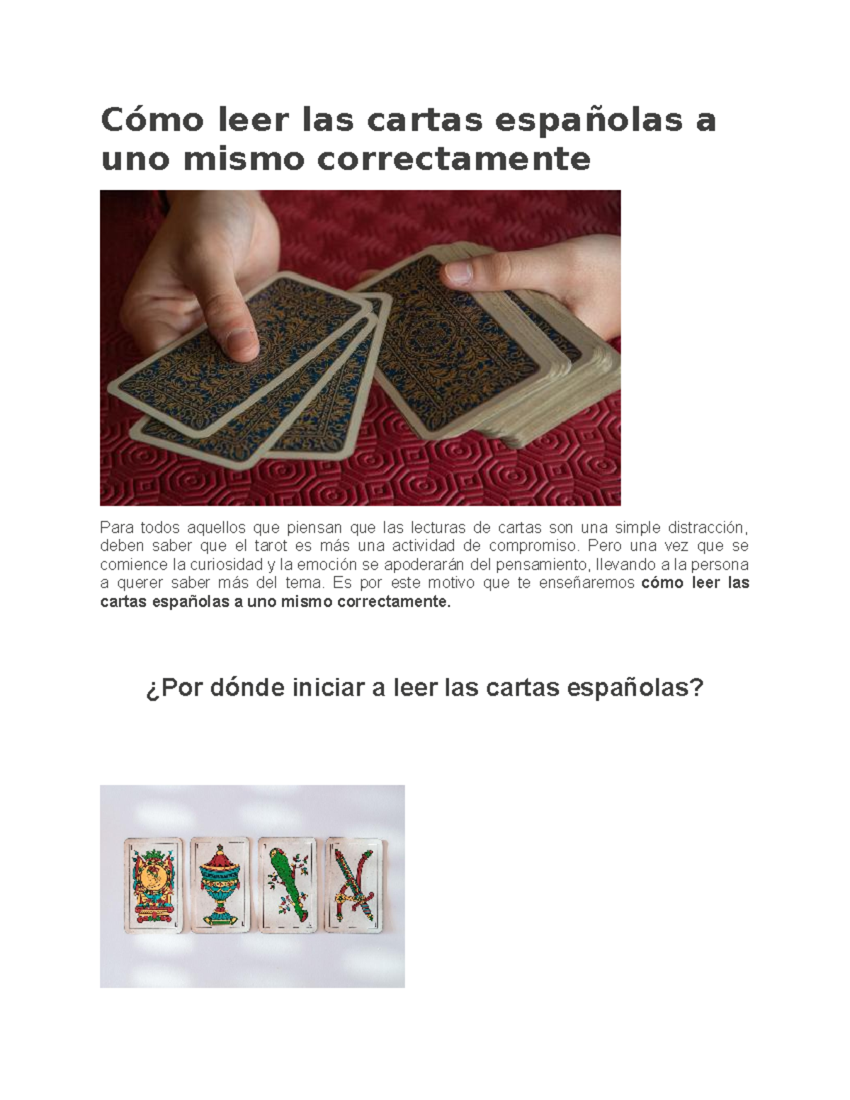 Cómo aprender a leer cartas españolas para uno mismo eficazmente - Studocu