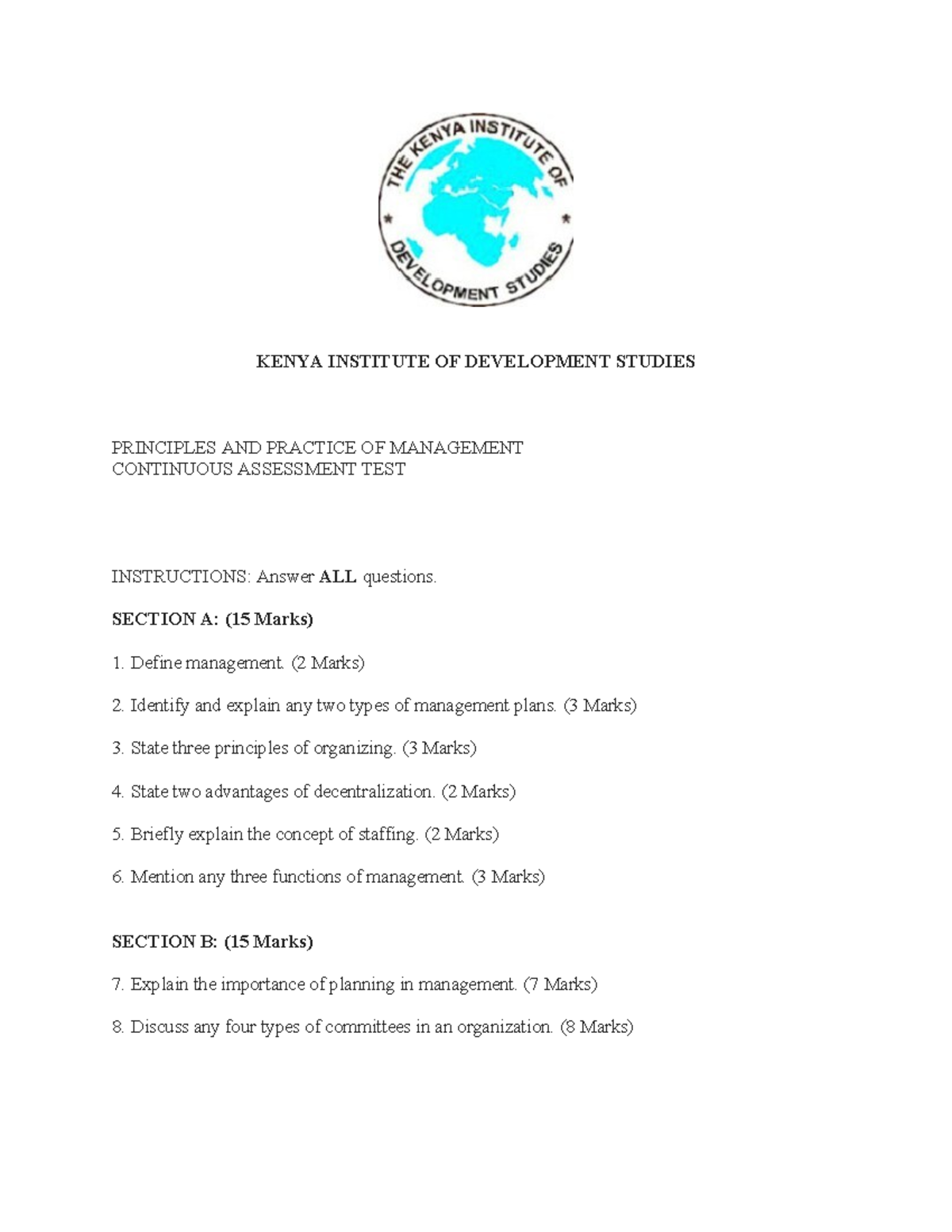 Ppm CAT - Detailed notes - KENYA INSTITUTE OF DEVELOPMENT STUDIES ...