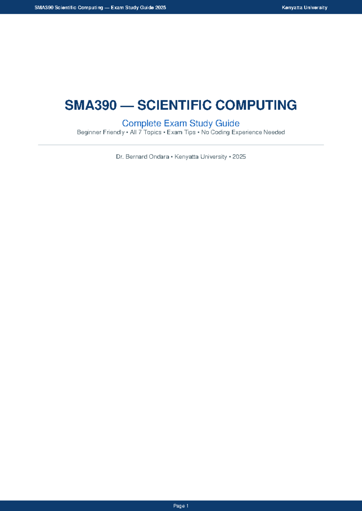 SMA390 Scientific Computing Exam Study Guide 2025 - Beginner Friendly ...