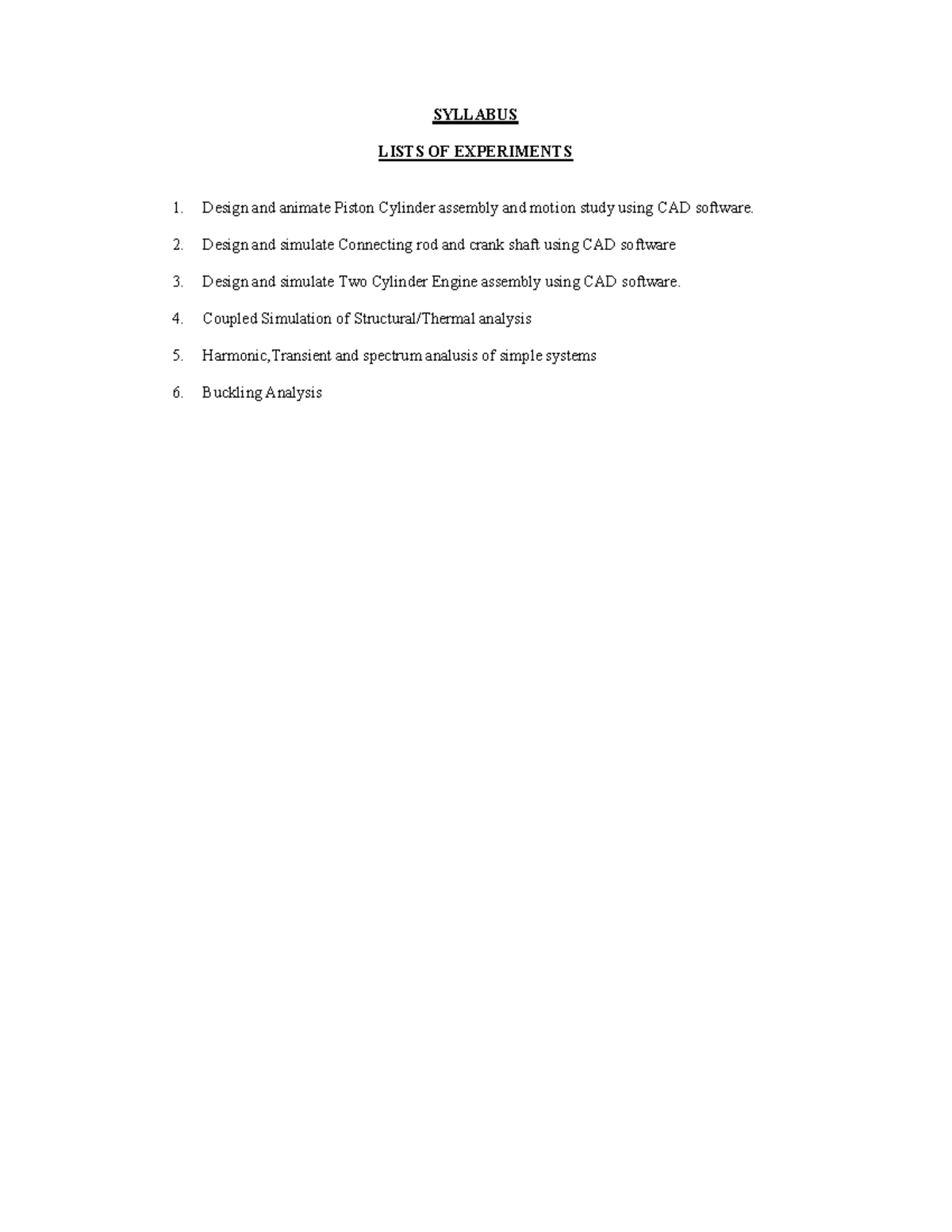 CAD CAE Lab Manual: Experiments in Design & Simulation - Studocu