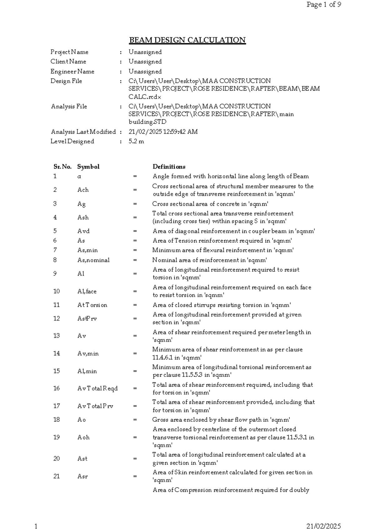Beam 200 x 250 - MSTRUCTURAL DESIGN OF BEAM - BEAM DESIGN CALCULATION ...