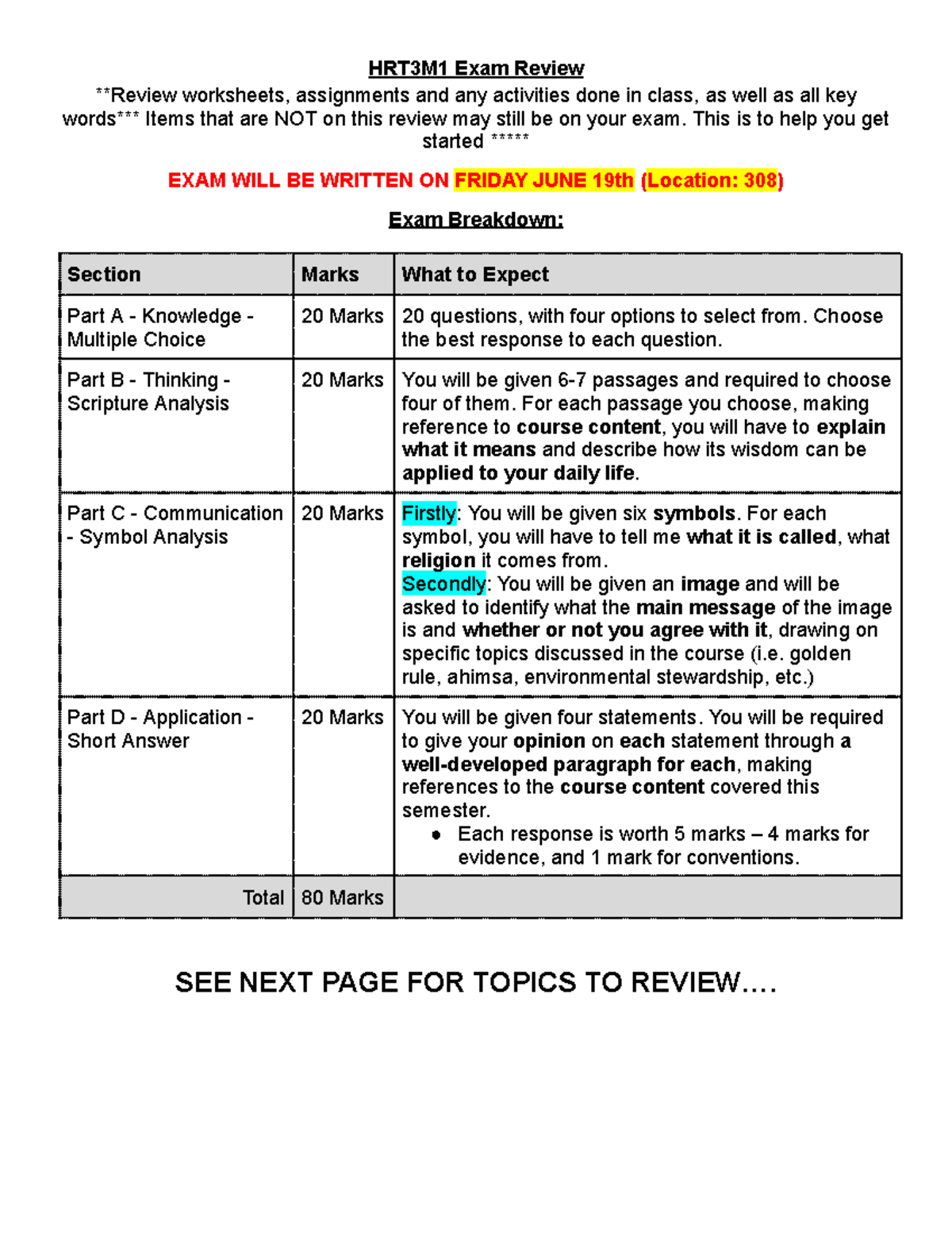 HRT3M1 Final Exam Review - Studocu