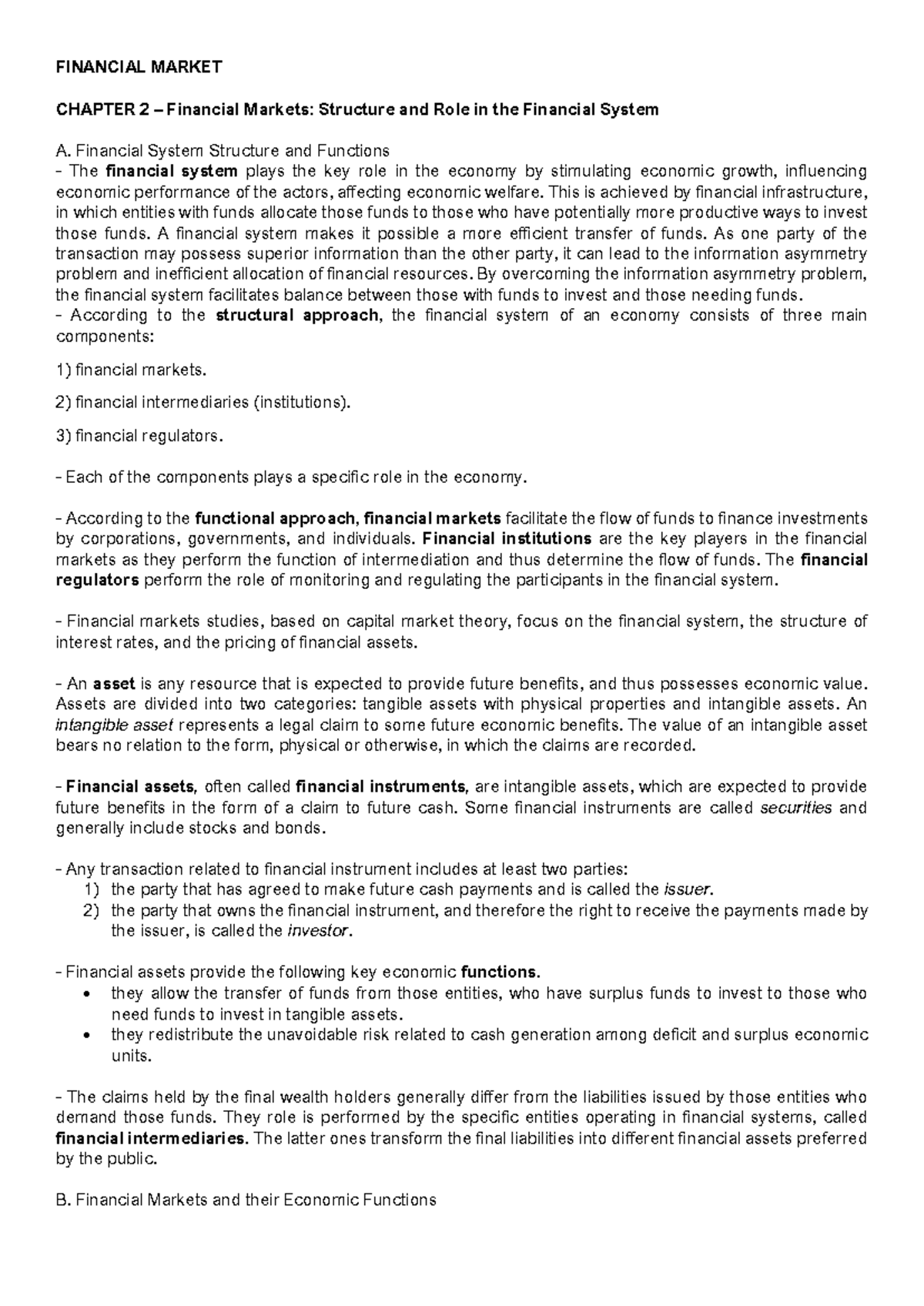 Financial Market - CH2: Structure and Functions Explained - Studocu
