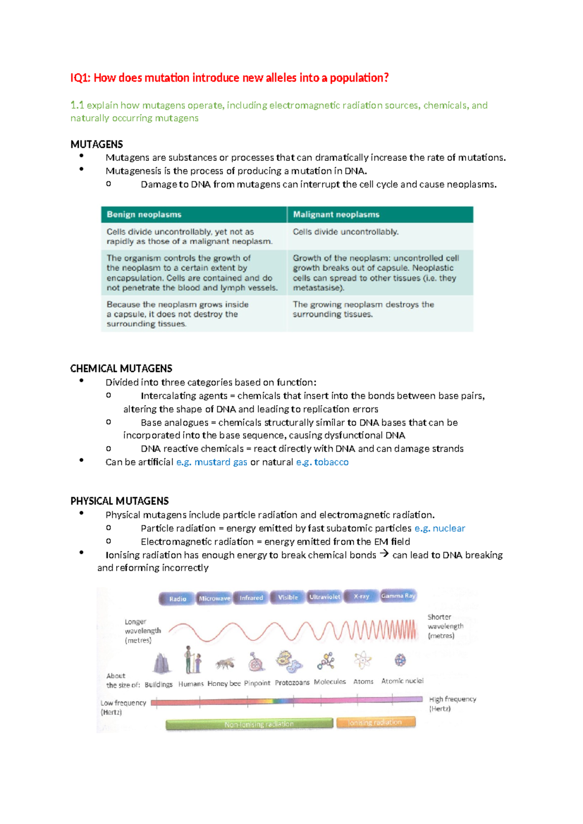 Module 6: Summarised Notes on Mutagens, Mutations, and Genetic ...