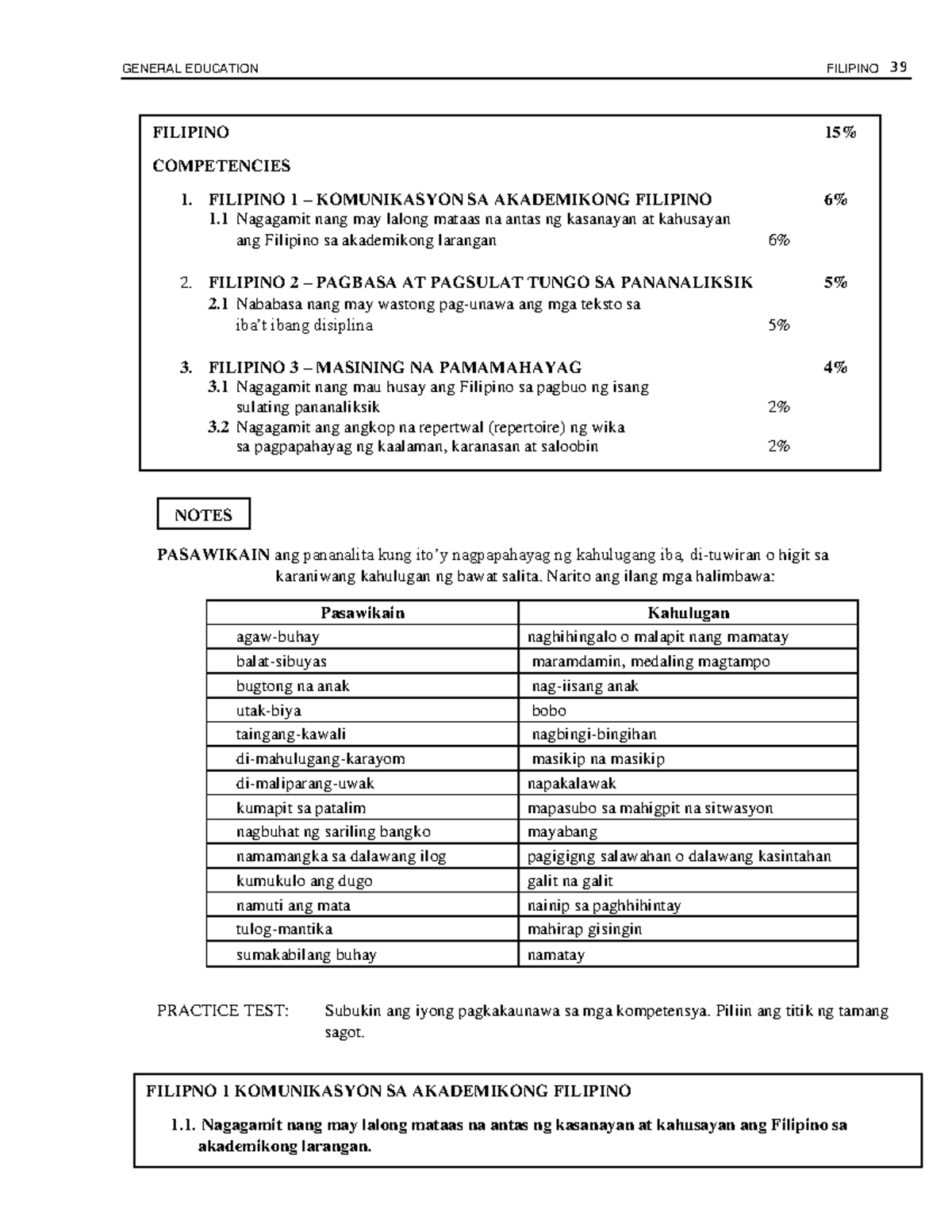 297753149 2 LET General Education Filipino TOS Comprehensive Reviewer ...