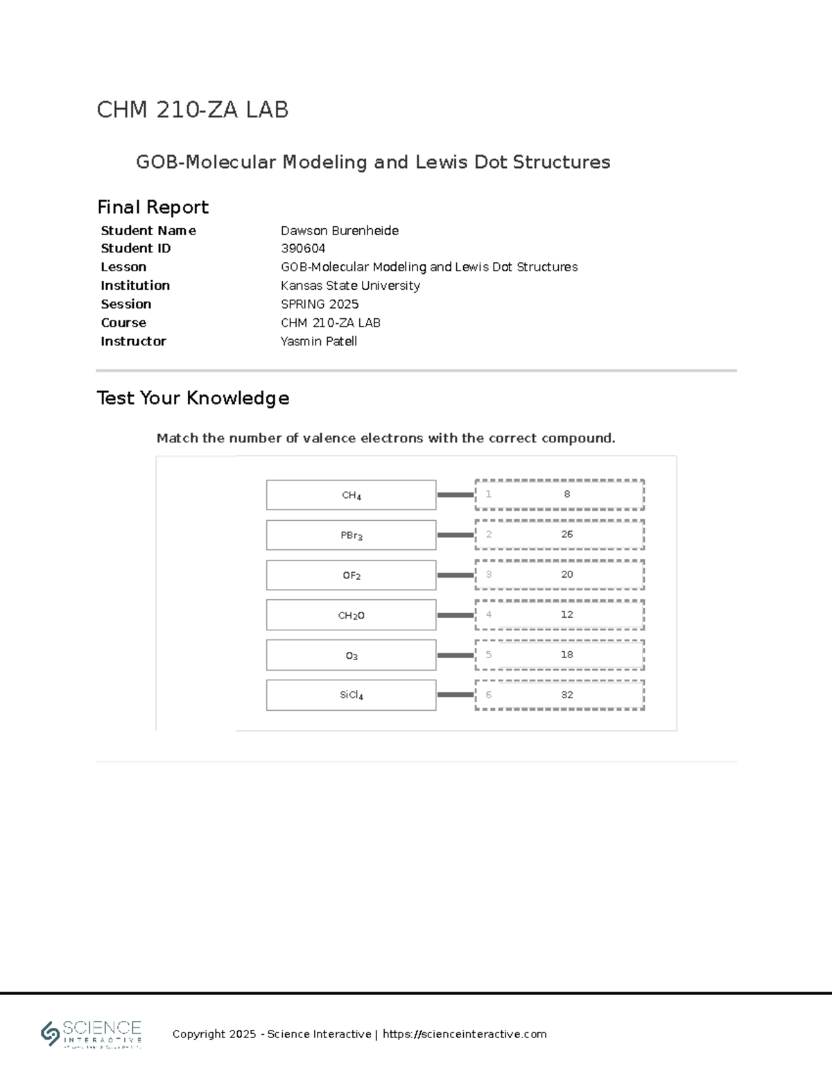 CHM 210-ZA LAB Final Report on Molecular Modeling & Lewis Structures ...