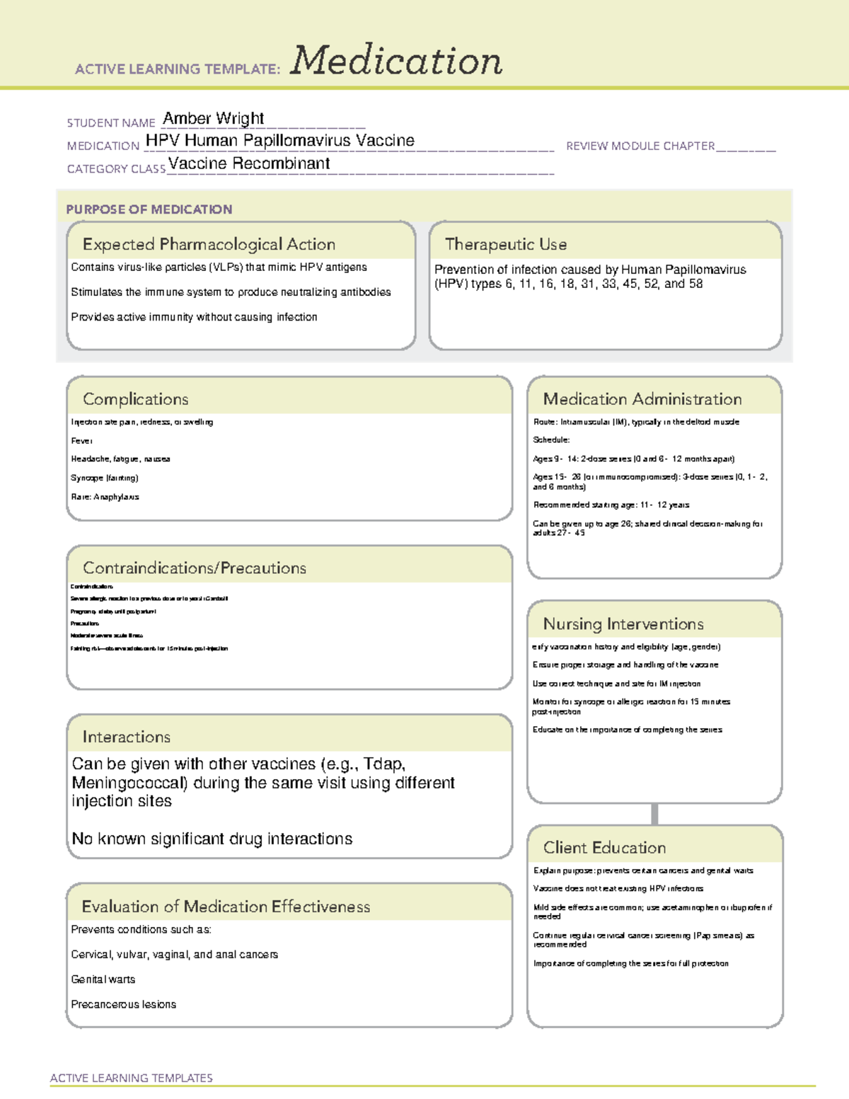 HPV Vaccine Review Module: Active Learning Template for ATI Students ...