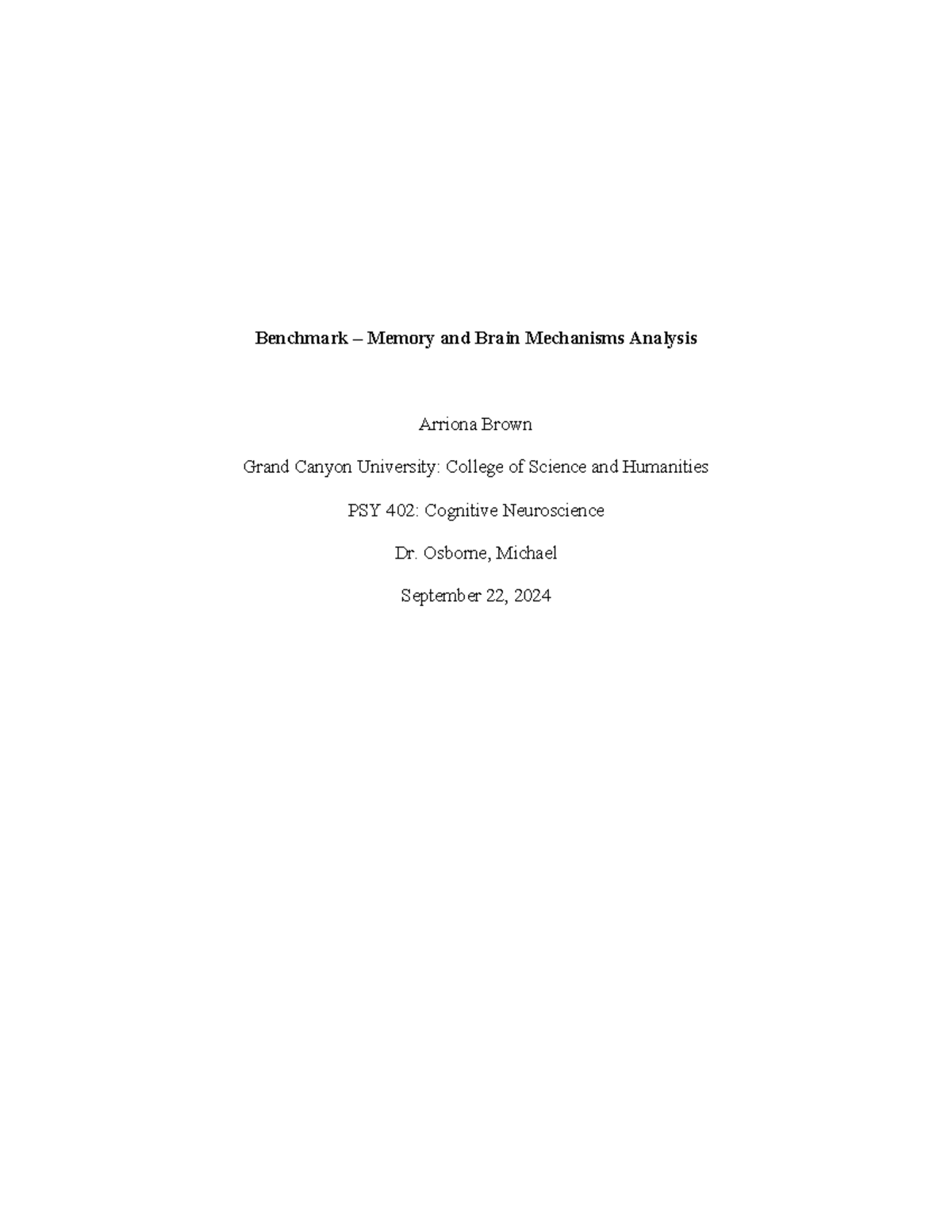 T 5 Benchmark - Memory and Brain Mechanisms Analysis AB - Benchmark – Memory and Brain ...