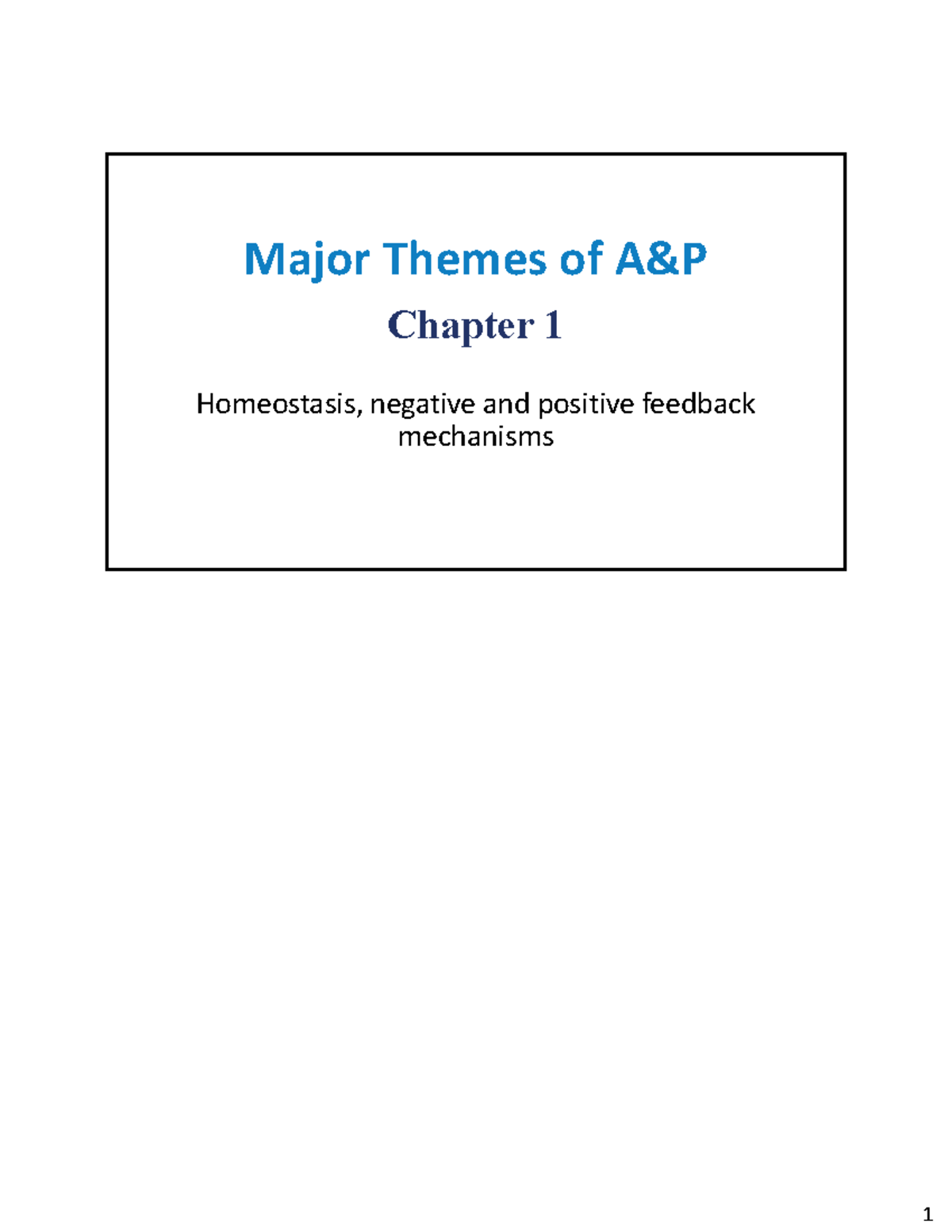 Major Themes In Anatomy Physiology Lecture 1 A P 101 Major