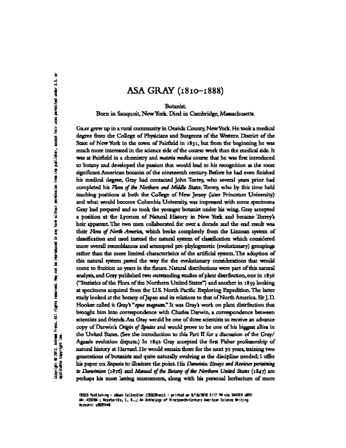 Asa Gray's Contributions to Darwin's Theory of Evolution - ASA GRAY ...