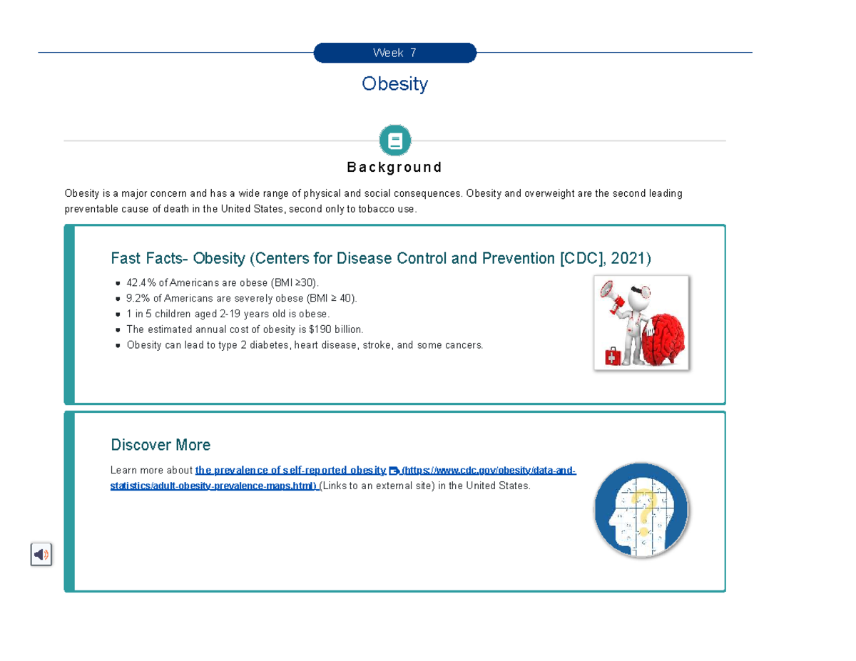 Week 7 Obesity: Primary Care Management for Adolescents & Adults - Studocu