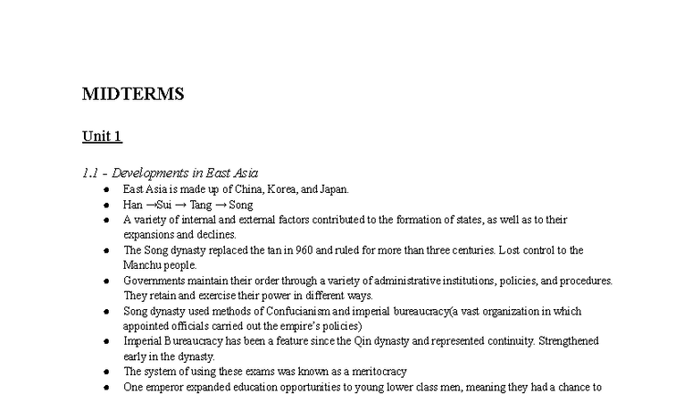 AP World History Notes 2025-2026: Midterm Review on East Asia and ...