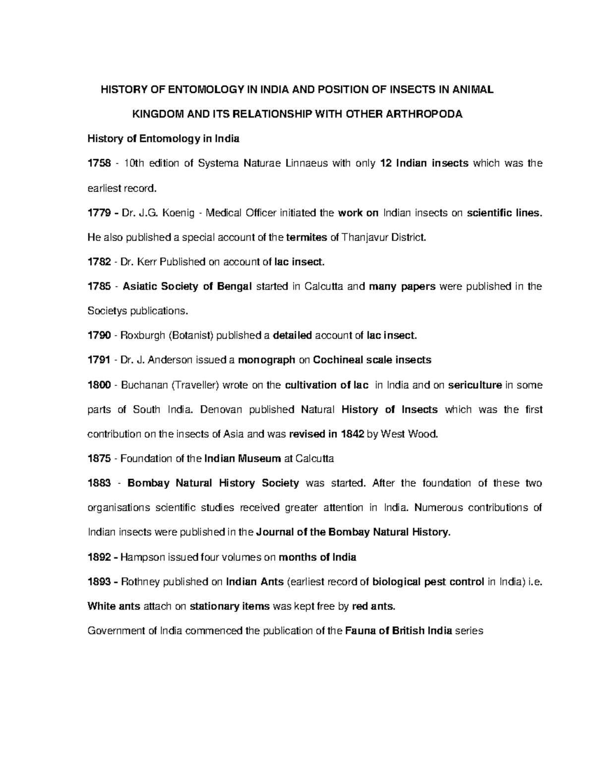 HIST 101: History of Entomology in India and Insect Classification ...