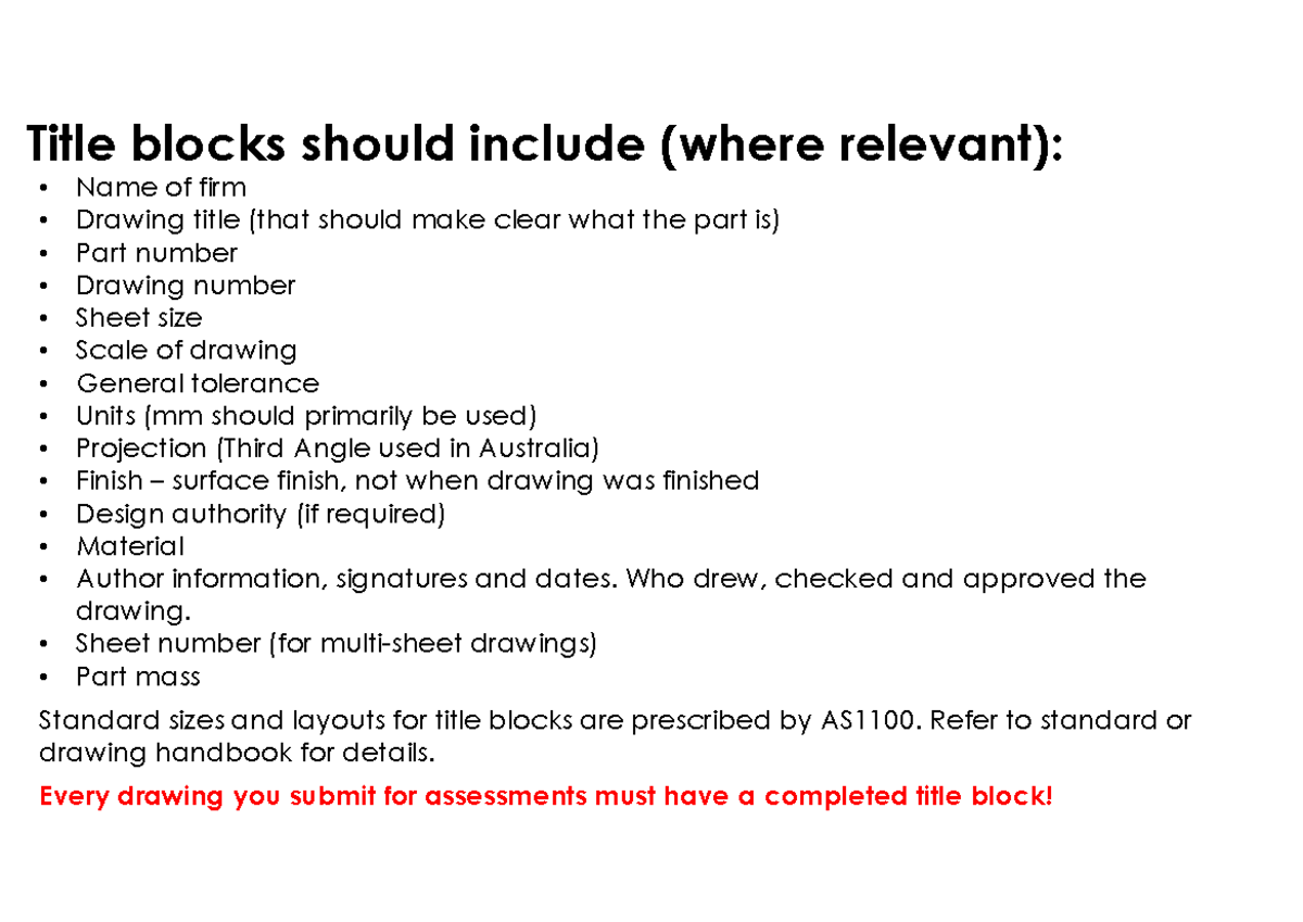L2 Drawing I - Lecture 2: Title Block and Dimensioning Guidelines - Studocu