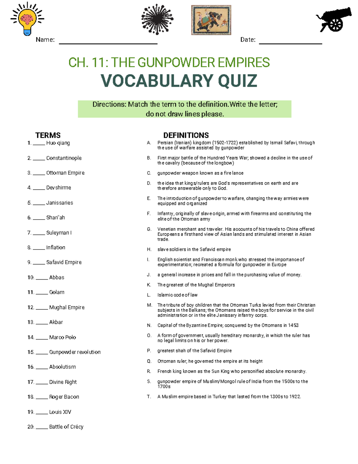 CH. 11: GUNPOWDER EMPIRES VOCABULARY QUIZ - Studocu