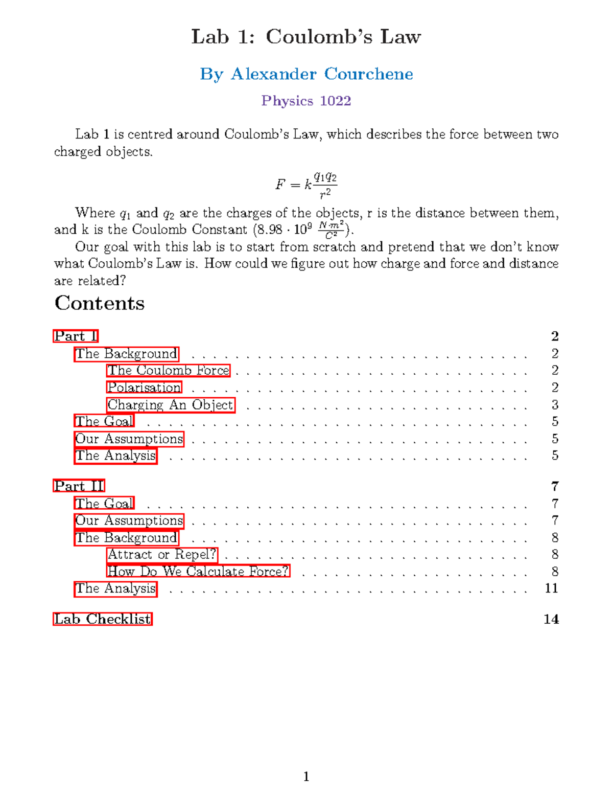 Physics 1022 lab notes: Understanding Coulomb's law and electric fields ...