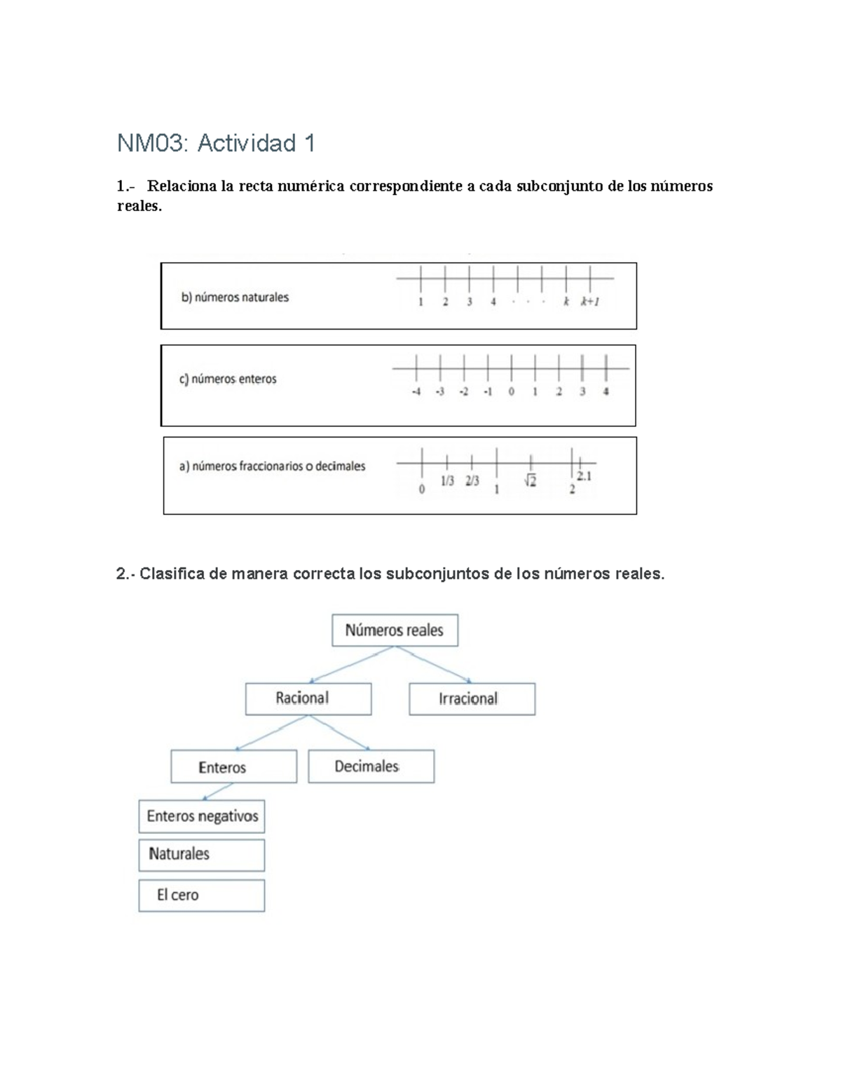 NM03: Actividad 1 - Clasificación de Números Reales y Problemas Matemáticos - Studocu