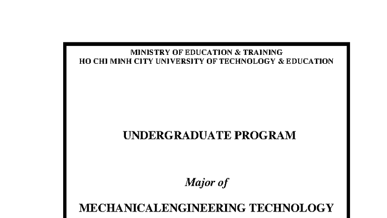 Mechanical Engineering Technology Program Overview K23 - Studocu