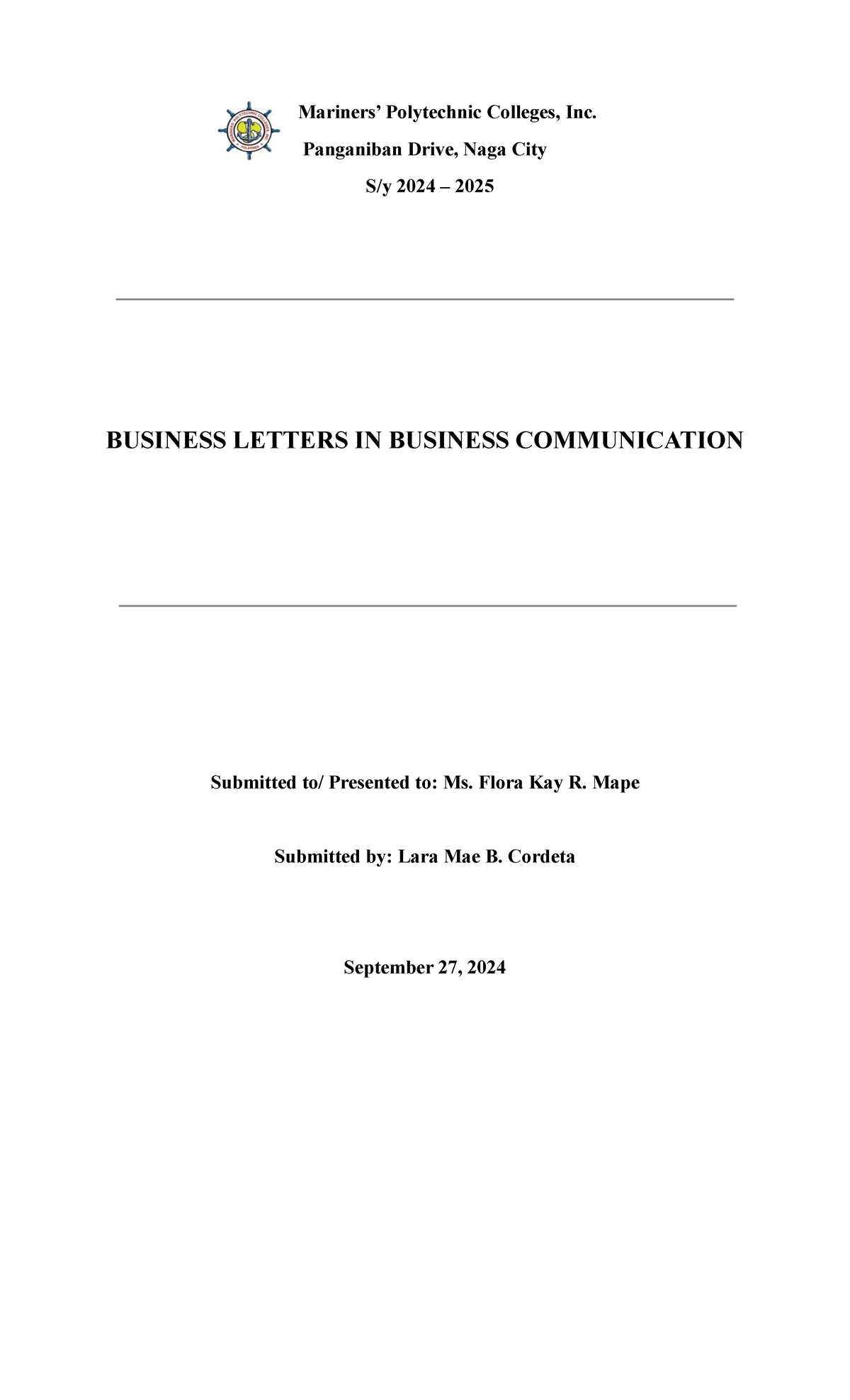 BCOM - Business Letters for Effective Communication - Studocu