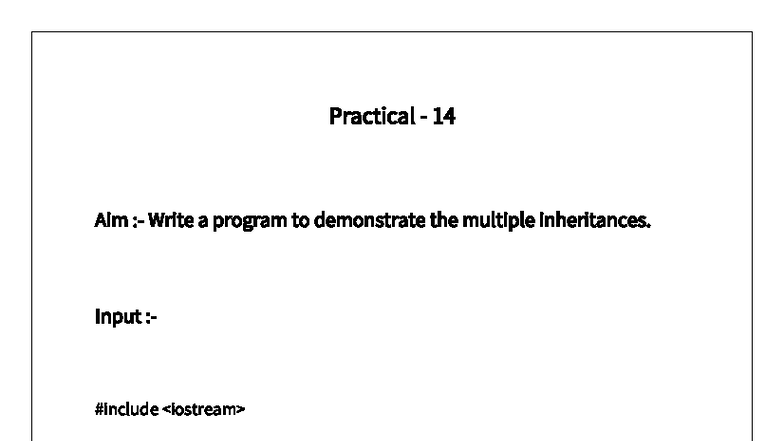 Practical 14-18: OOP Concepts Demonstration Programs - Studocu
