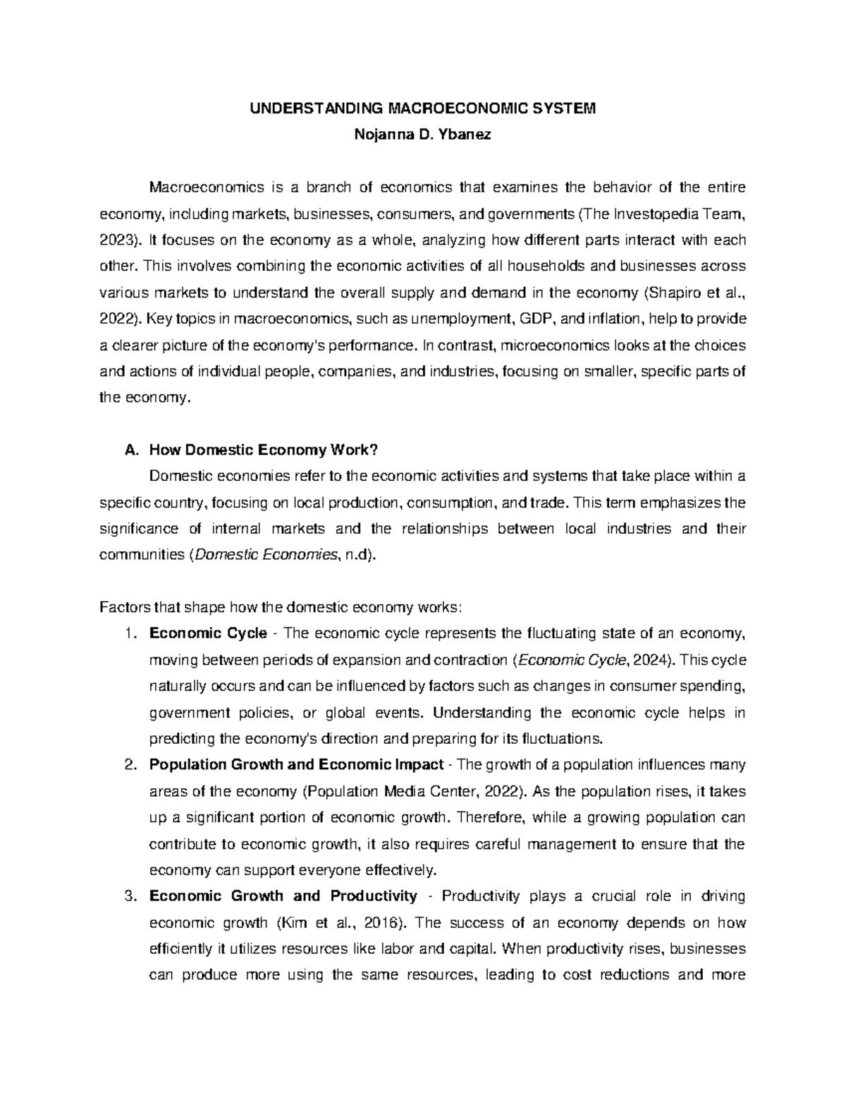 Understanding Macroeconomic System - UNDERSTANDING MACROECONOMIC SYSTEM ...
