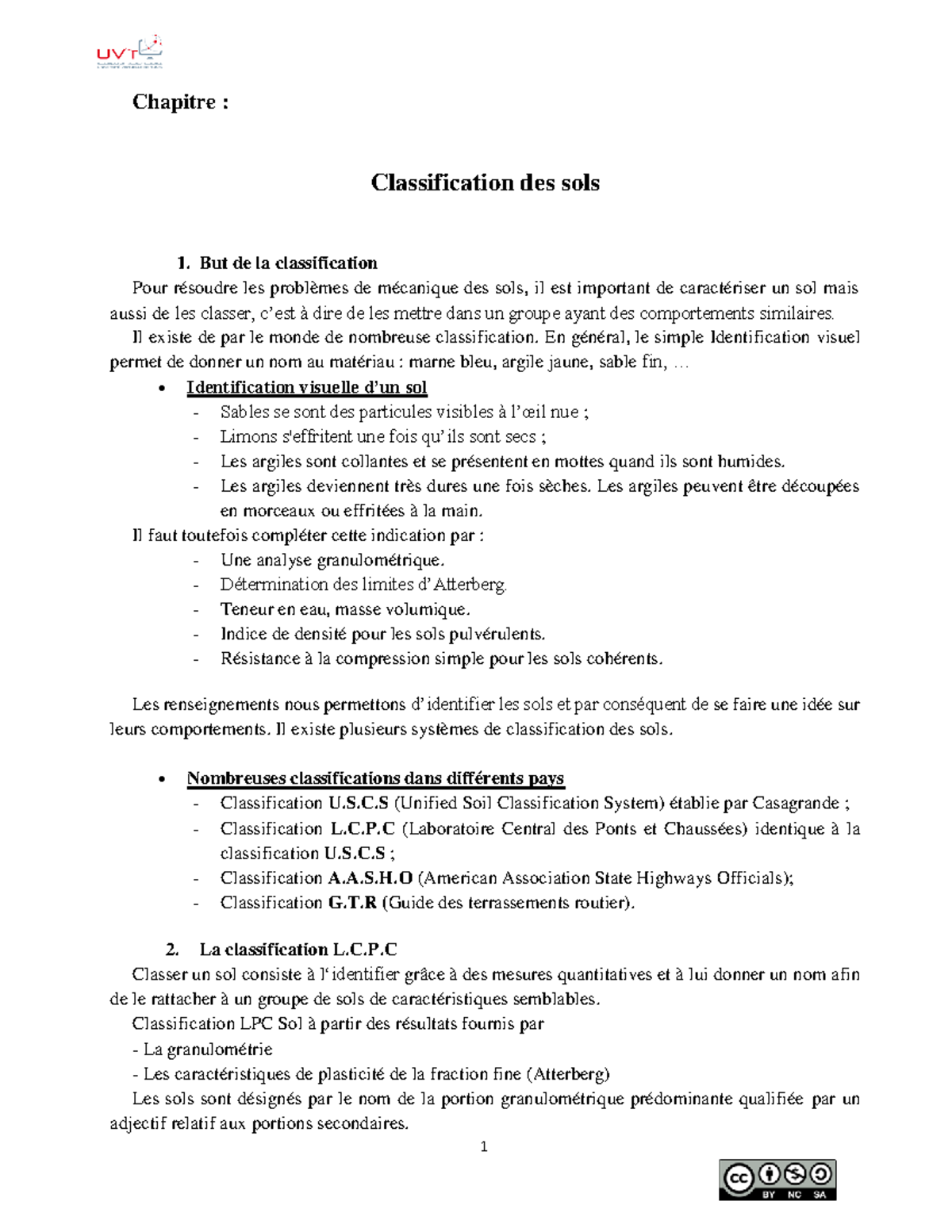 Classification des sols selon L.C.P : Principes et Méthodes - Studocu