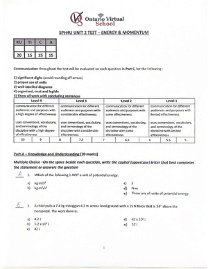 Physics - Grade: 12 - High School - Canada - Studocu