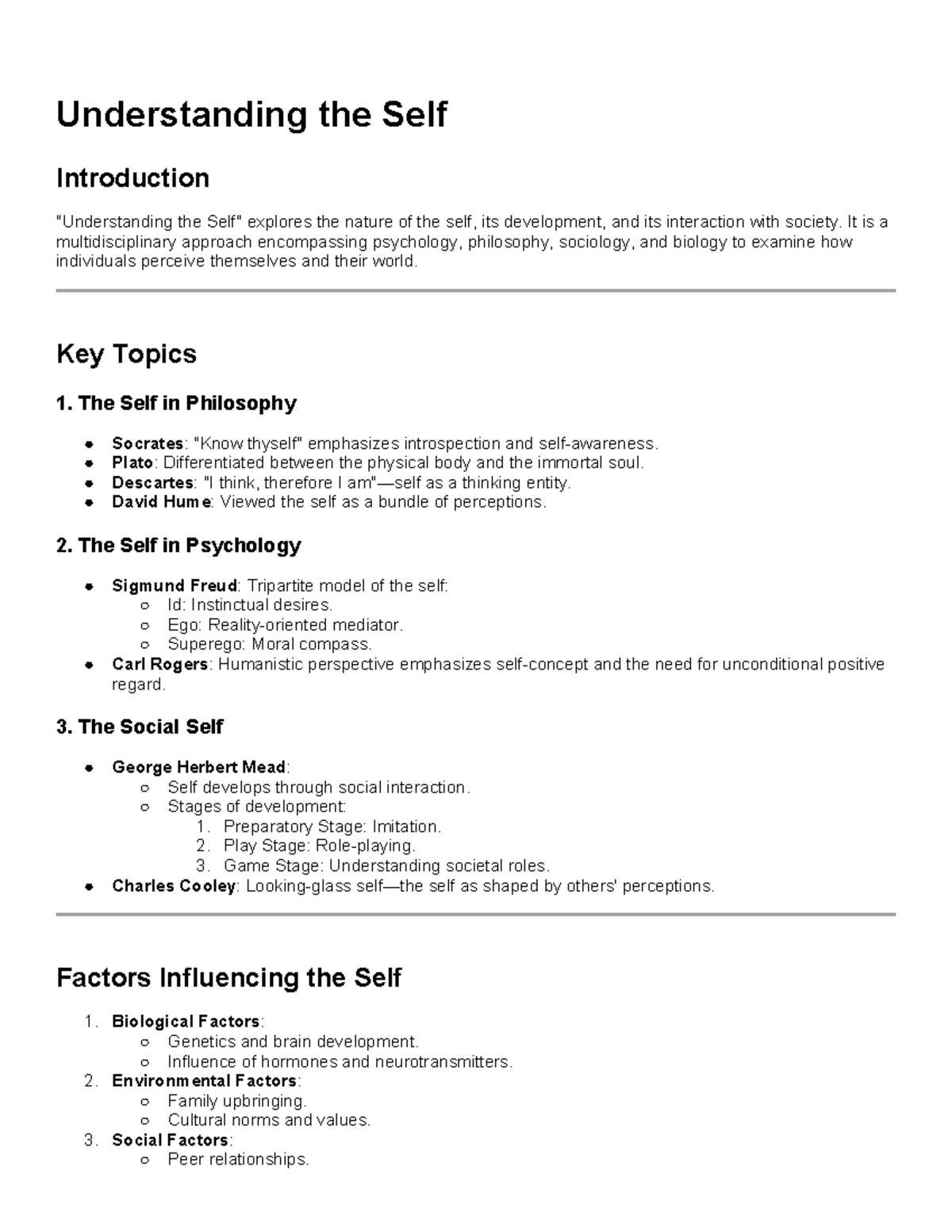 UTS - Undertanding the Self - Unit 1 - Understanding the Self ...