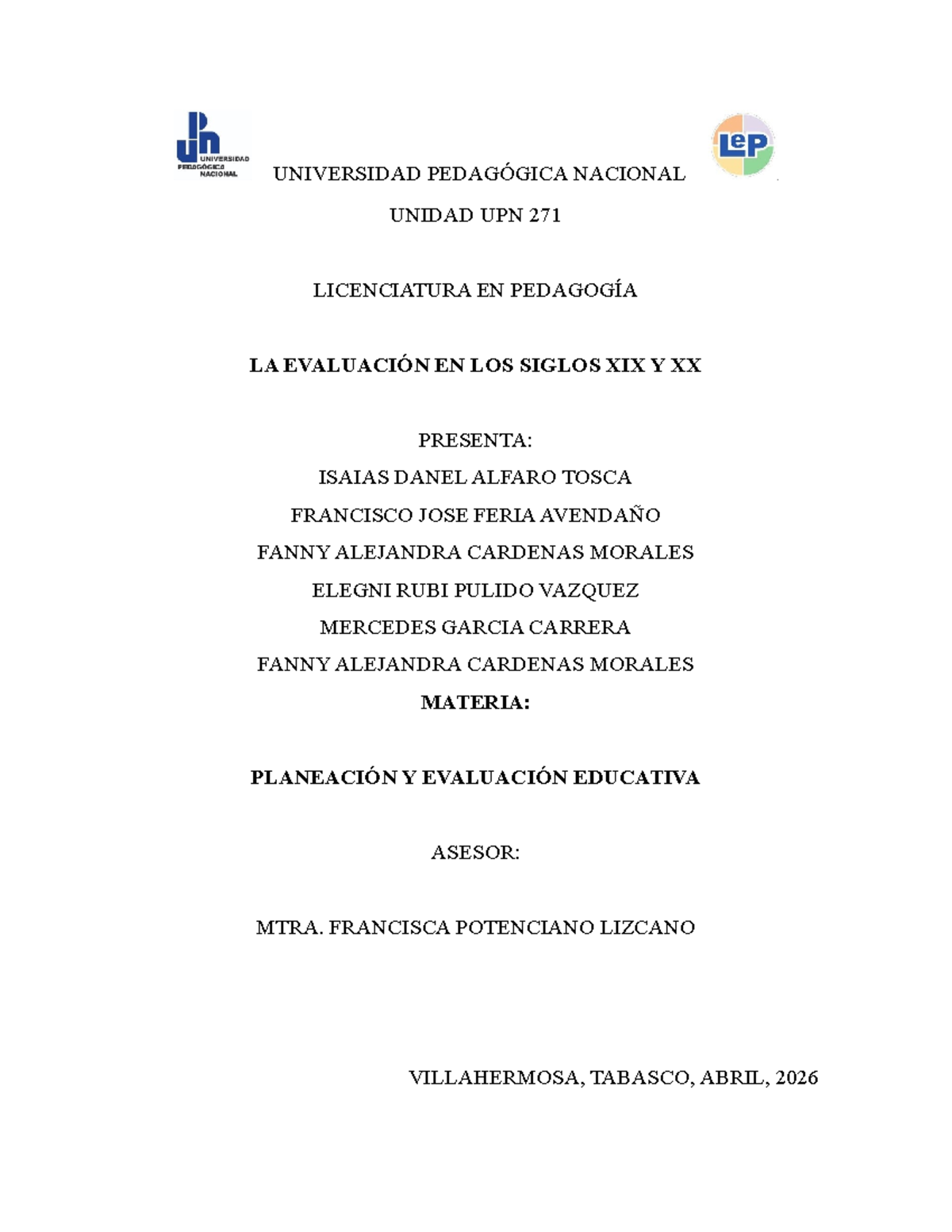 Evaluación Educativa en los Siglos XIX y XX - UPN 271 - Studocu
