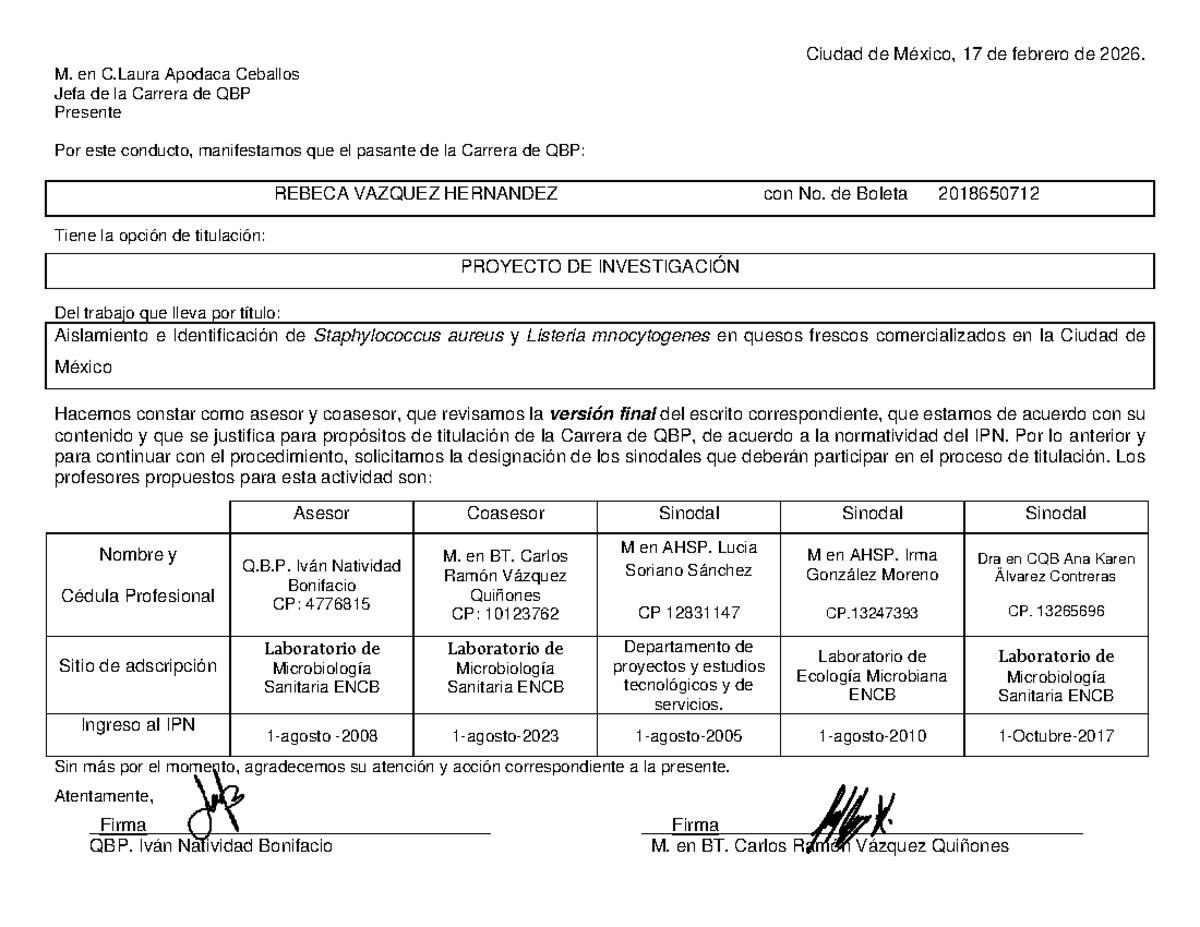 Opción de Titulación QBP: Proyecto de Investigación sobre ...