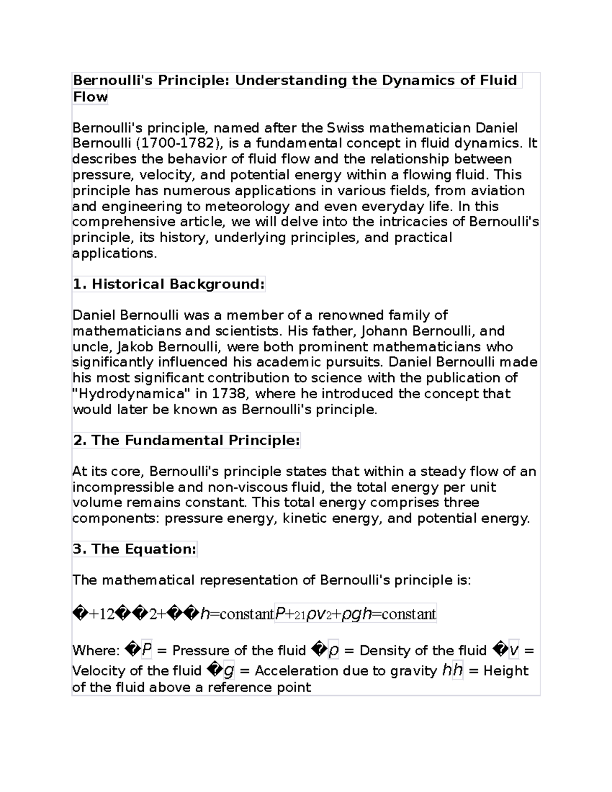 Understanding Bernoulli's Principle in Fluid Dynamics: Key Concepts and ...