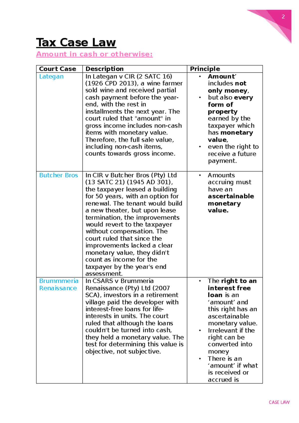 Tax Case Law - Chapter 3 - Case Law Summary for 2nd & 3rd Year Students ...